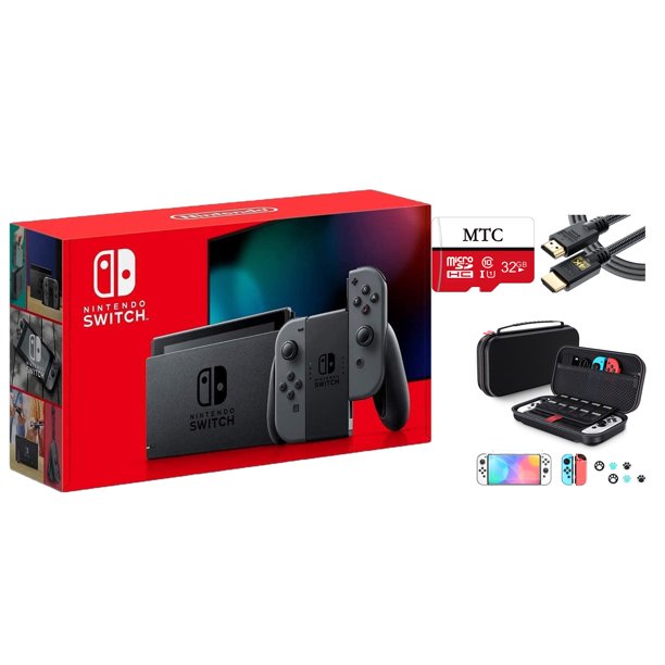 Nintendo Switch Gray Jon-Con Console (32GB Built-In + MTC 32GB microSD ...
