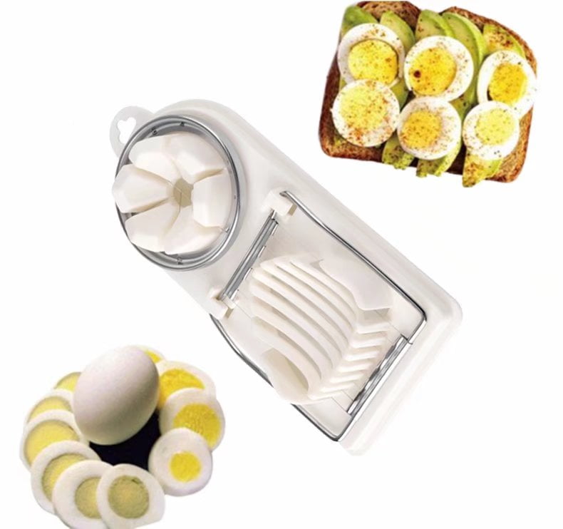 Egg Slicer, Egg Cutter for Hard Boiled Eggs 2 in 1 Durable Stainless ...