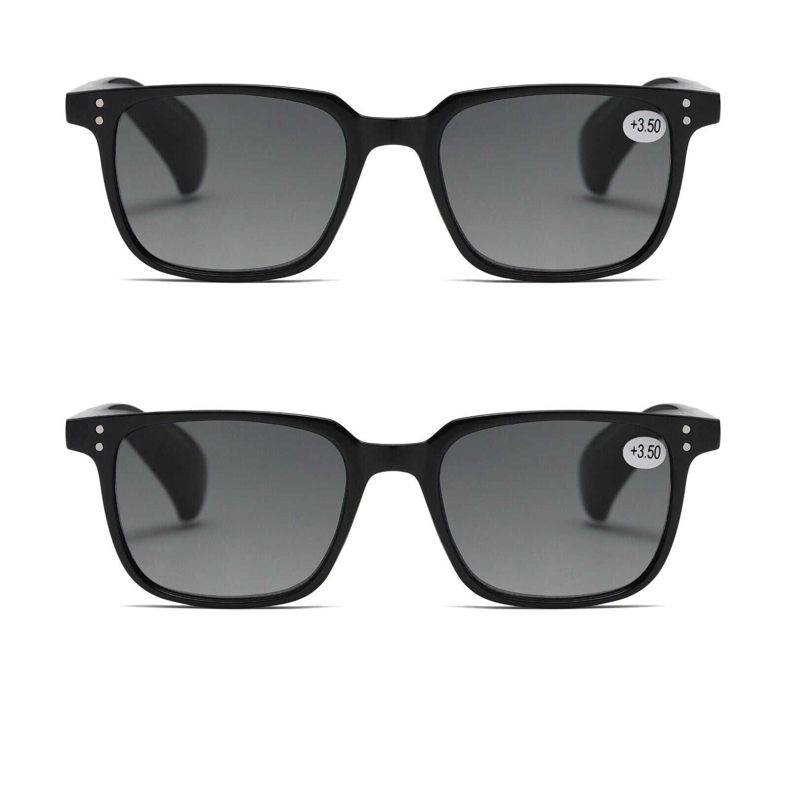 2 Pairs Mens Womens Unisex Reading Sunglasses Magnified Full Tinted ...