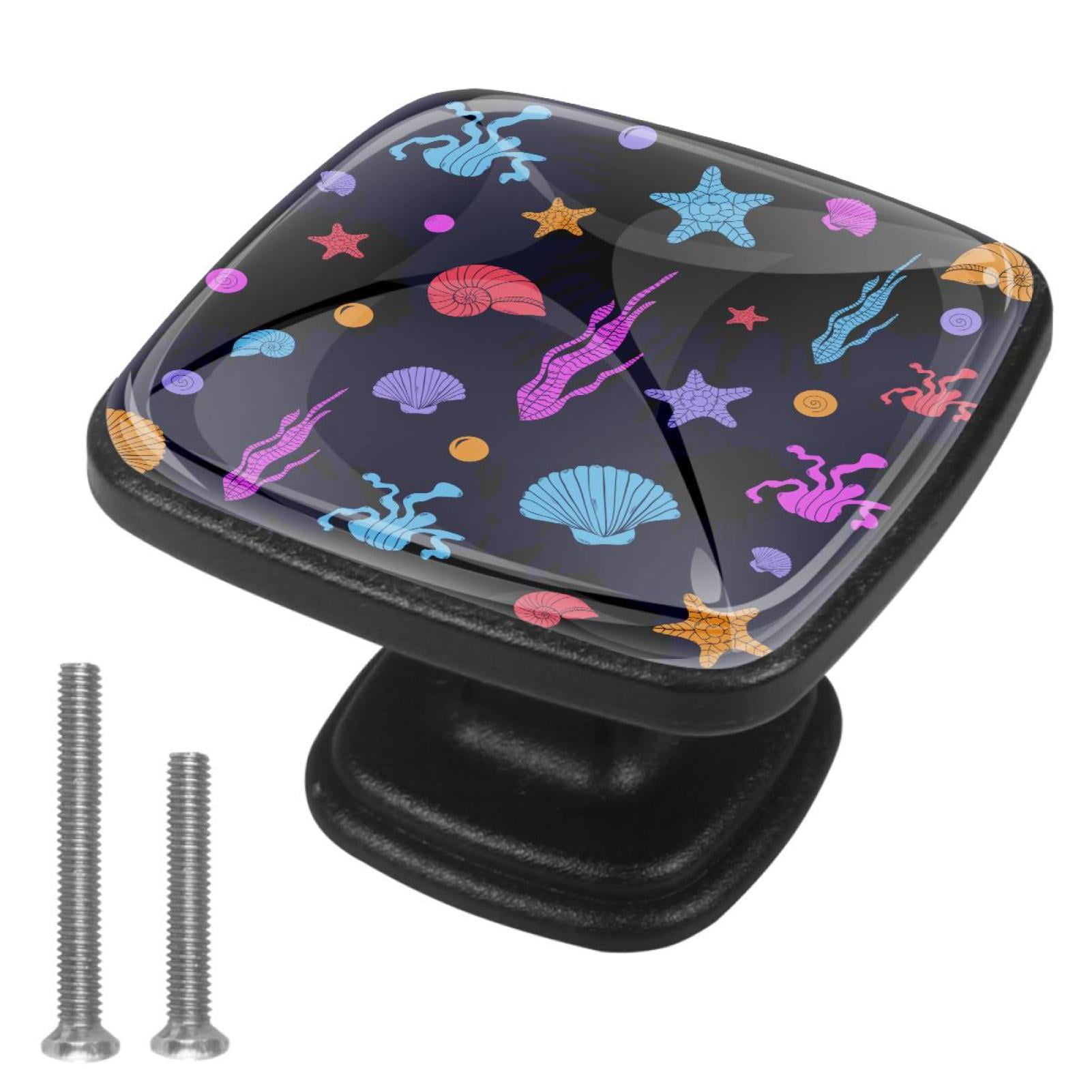 4 Pcs Cabinet Handle Drawer Pulls Marine Life Pattern Knobs with Screws ...