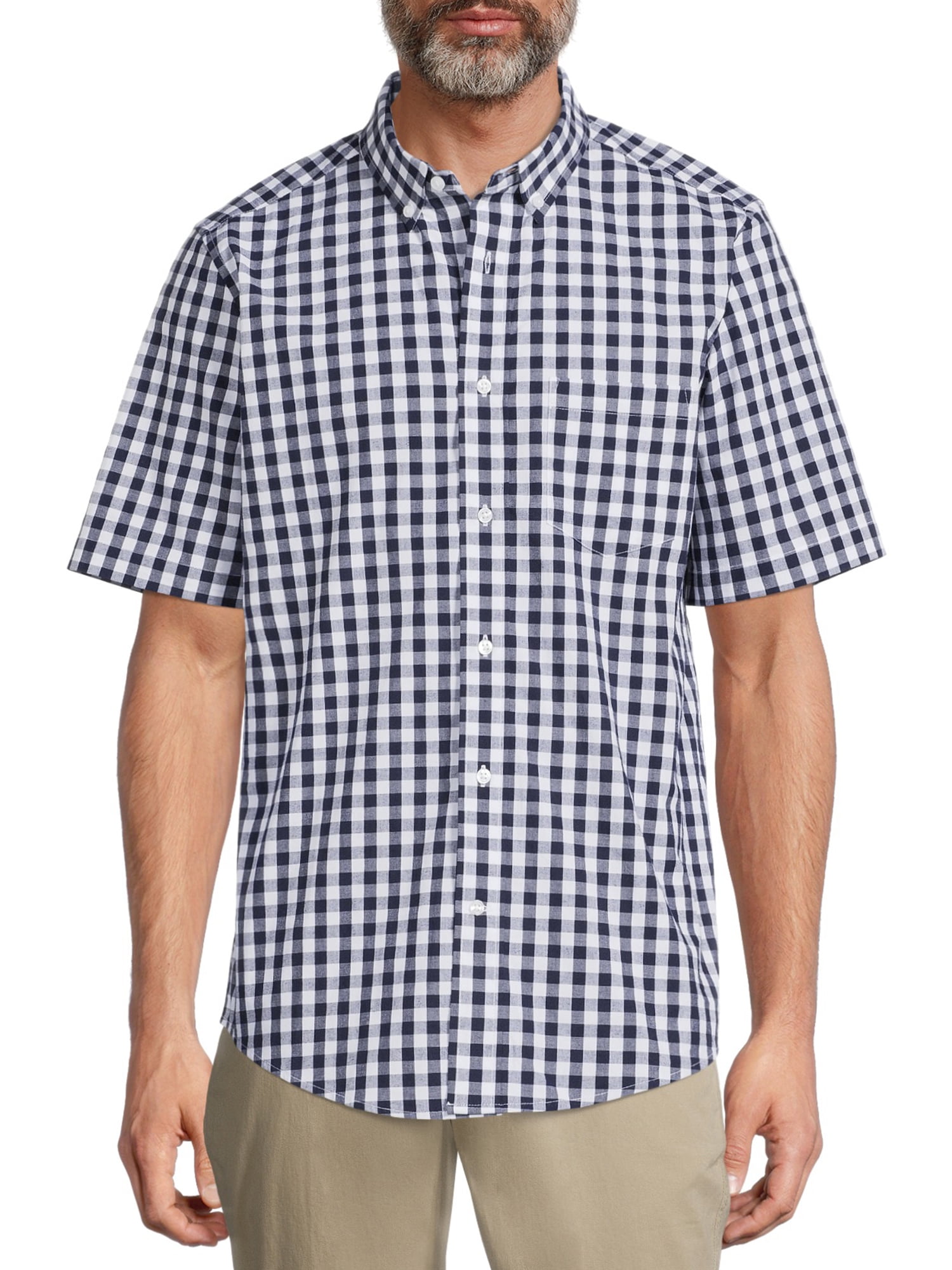 GEORGE - George Men's and Big Men's Short Sleeve Stretch Poplin Shirt ...