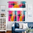 Collage Art Kitchen Curtains Valance and Tier Set Abstract Pink Blue ...