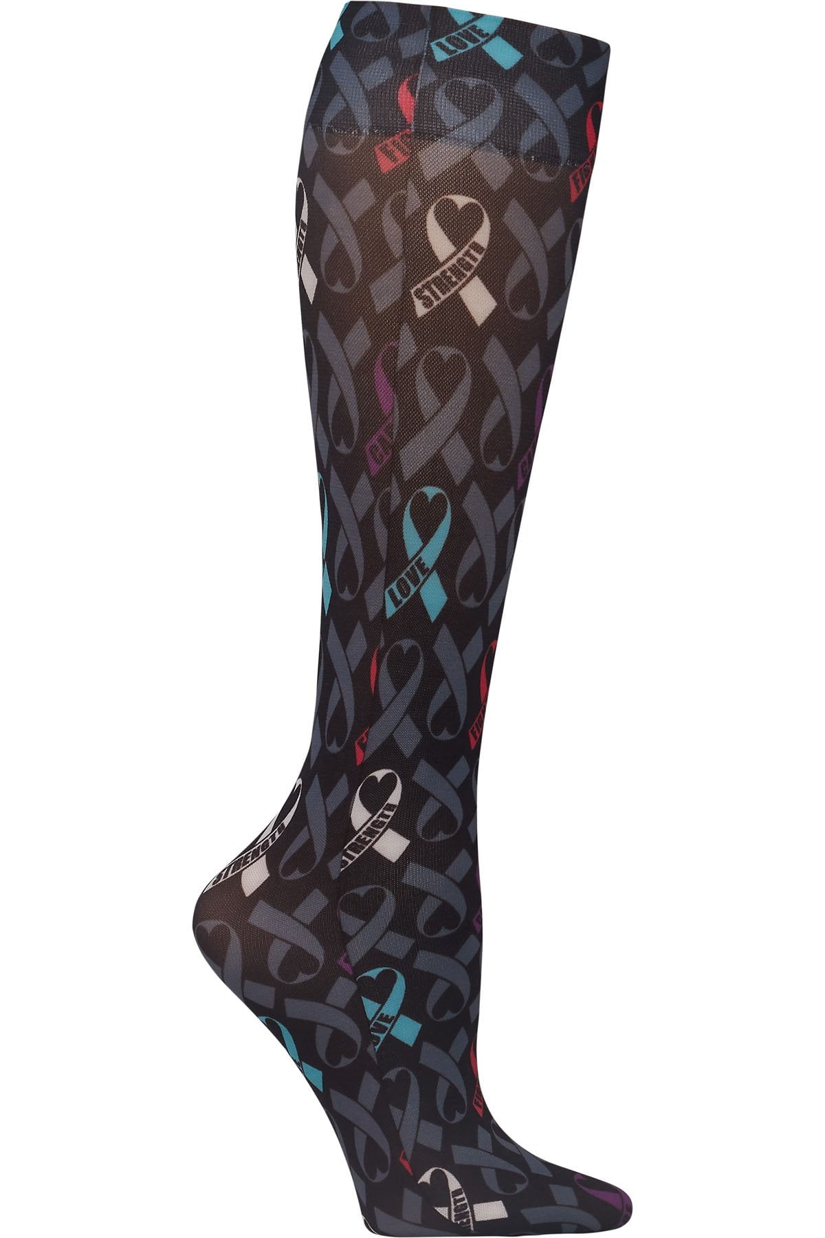 Cherokee Fashionsupport Knee High 12 mmHg Compression Sock, Awareness ...