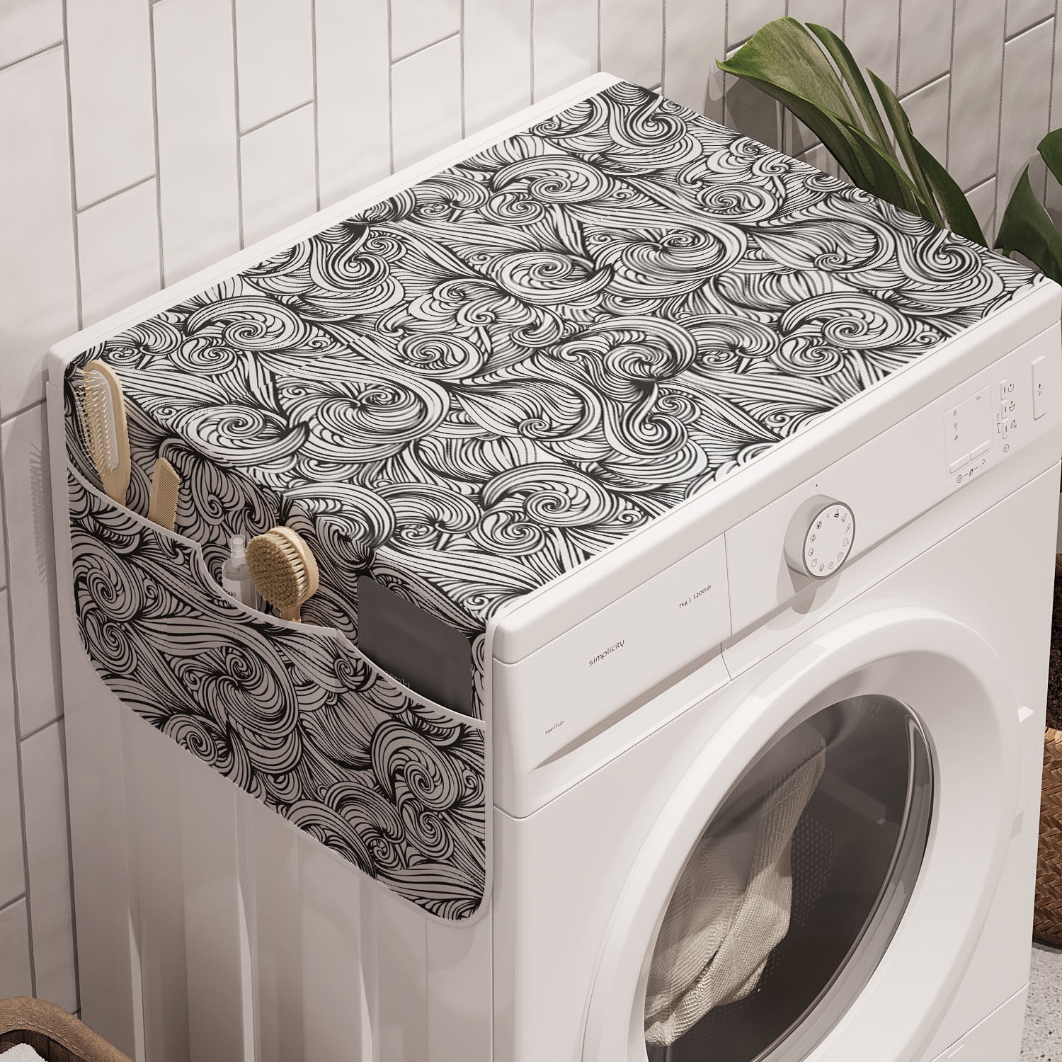 Abstract Washing Machine Organizer, Hand Drawn Style Doodle Hair Like ...