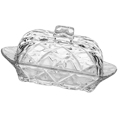 YDHely Glass Butter Plate Glass Butter Dish Butter Dish with Lid Butter ...