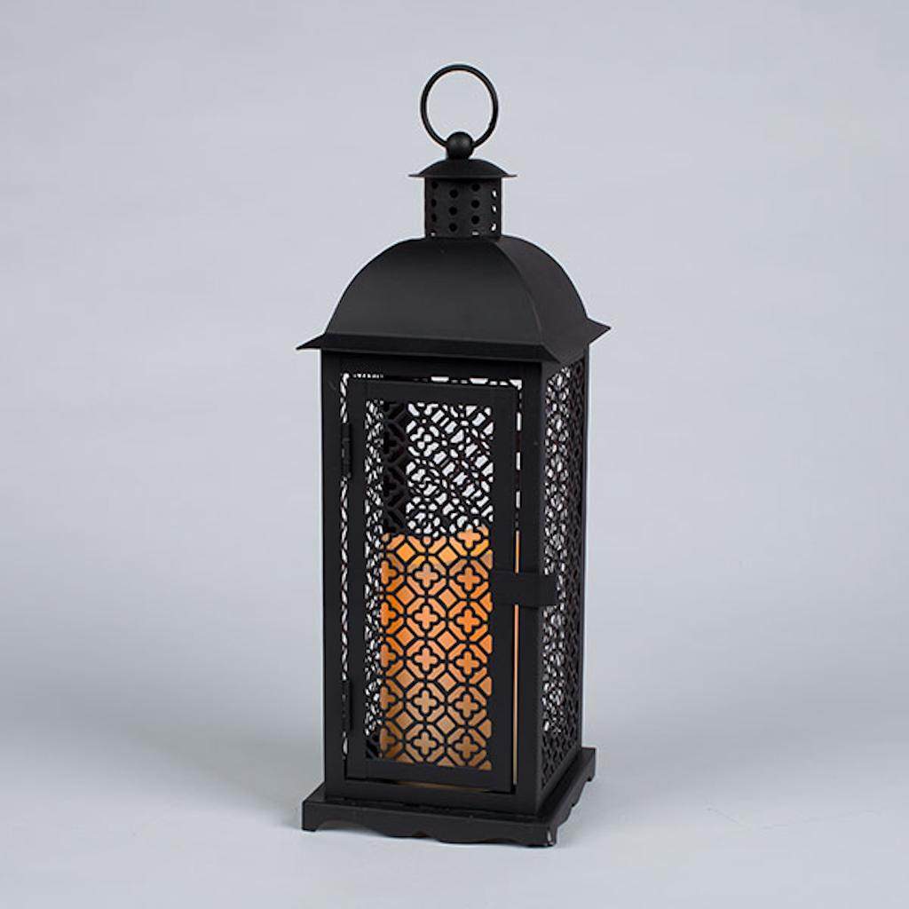 Gerson 42026 - 12.8" Black Mesh Metal Lantern Wavy Edge Battery ...