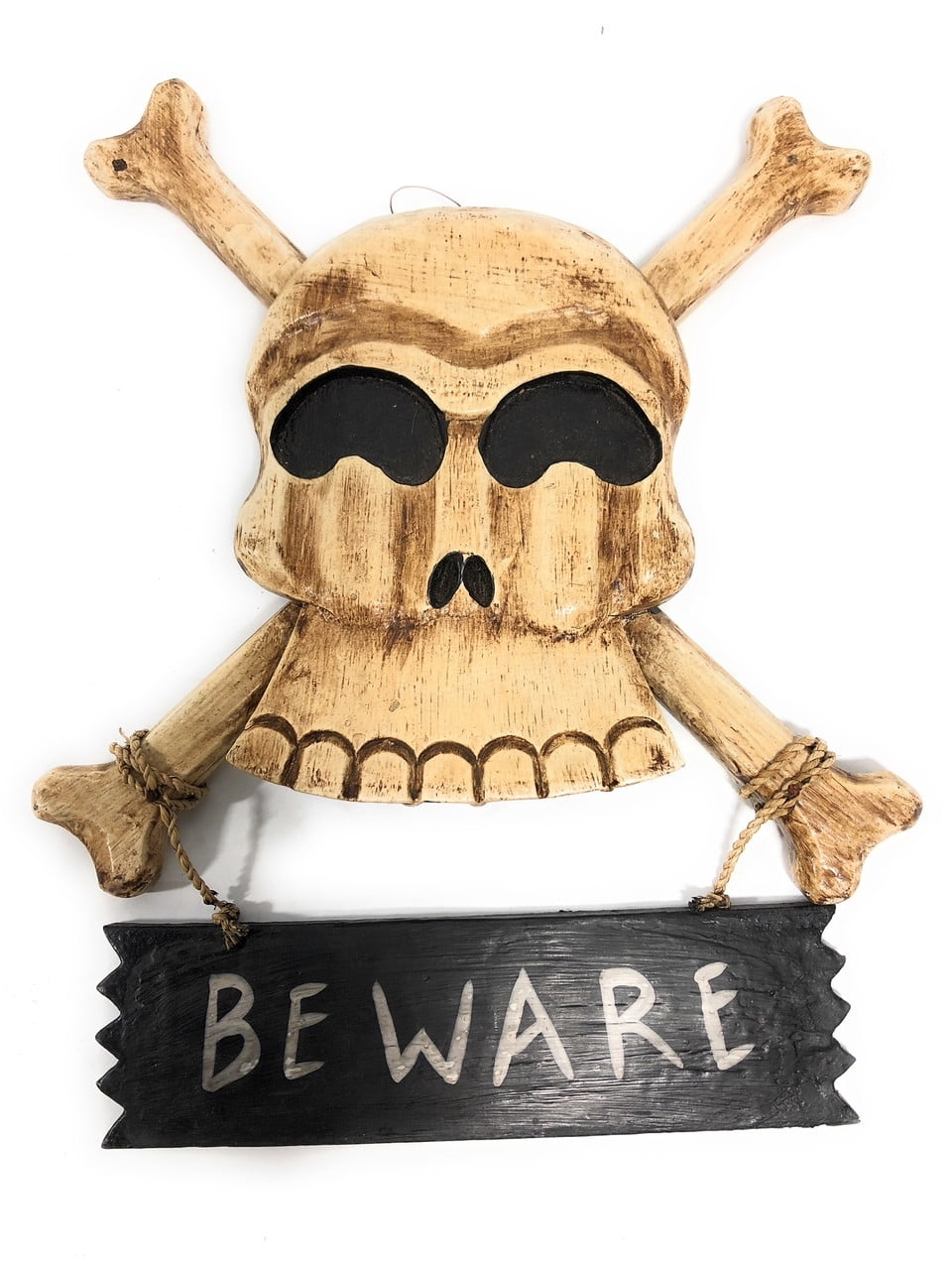 Beware Skull Sign 12" - Crossbones Decor | #kng21004b - Walmart.com