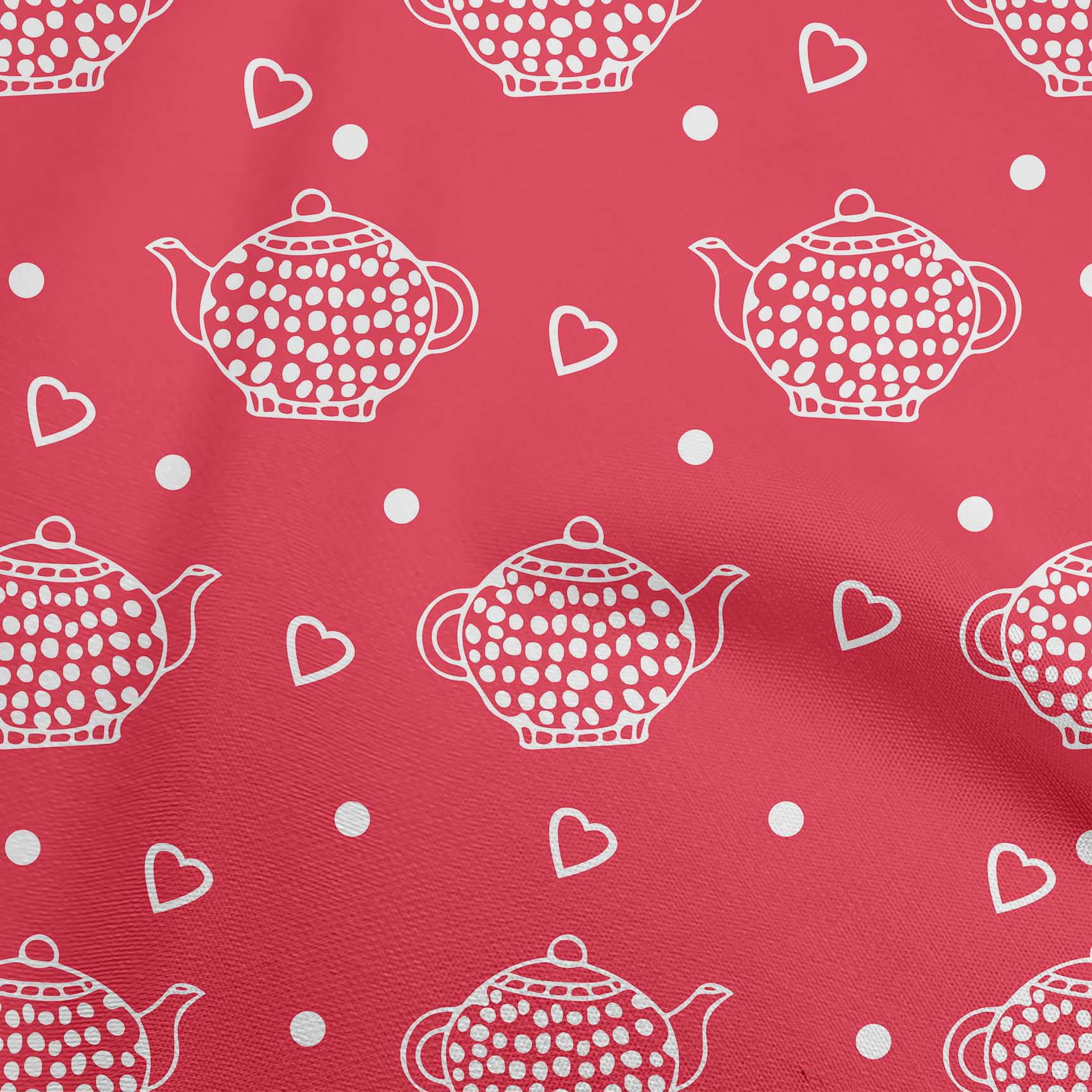 oneOone Cotton Silk Red Fabric Tea Kettle Fabric For Sewing Printed ...