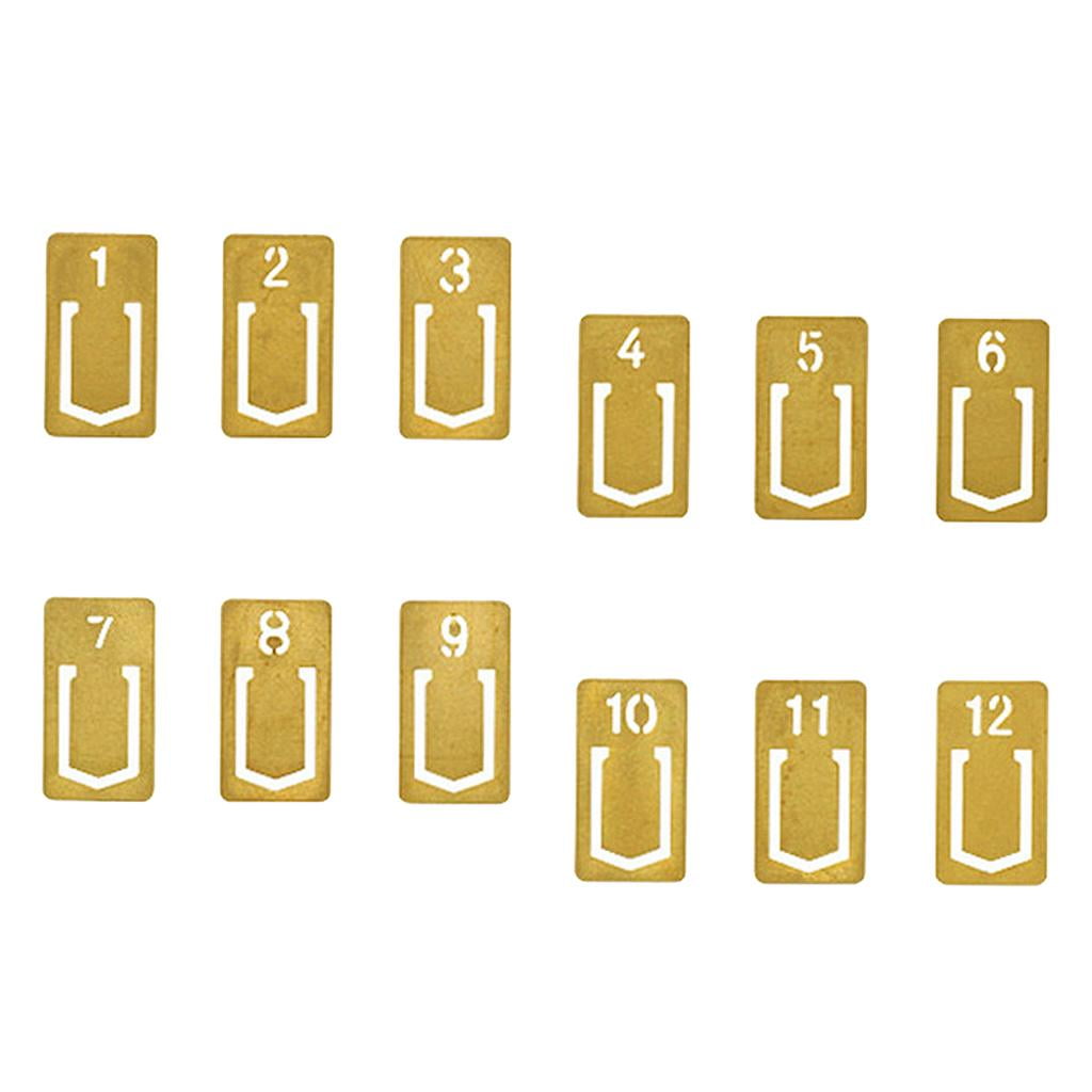 12 Pieces Practical Mini Brass Bookmark Clips Numbers Metal Bookmarks ...