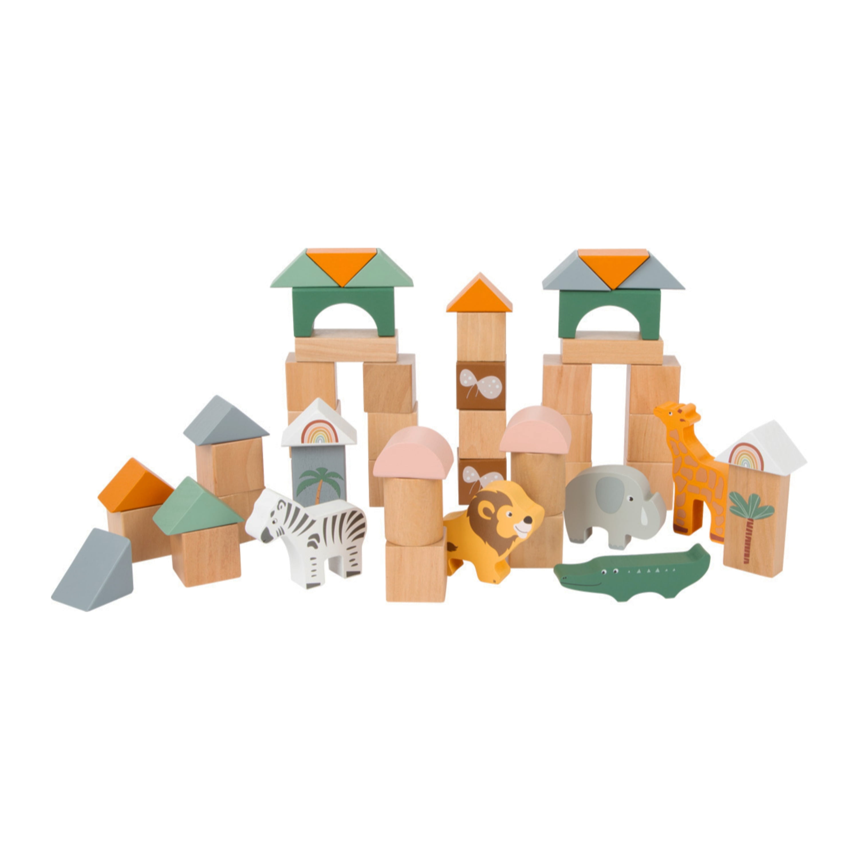 Small Foot Toys - Safari Animal Theme Building Block Playset - Walmart.com