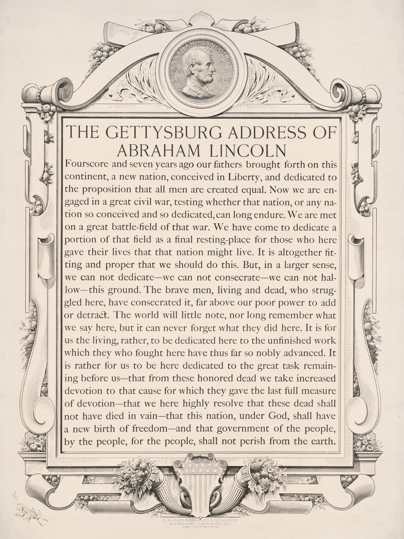 The Gettysburg Address of Abraham Lincoln USA President Speech ...