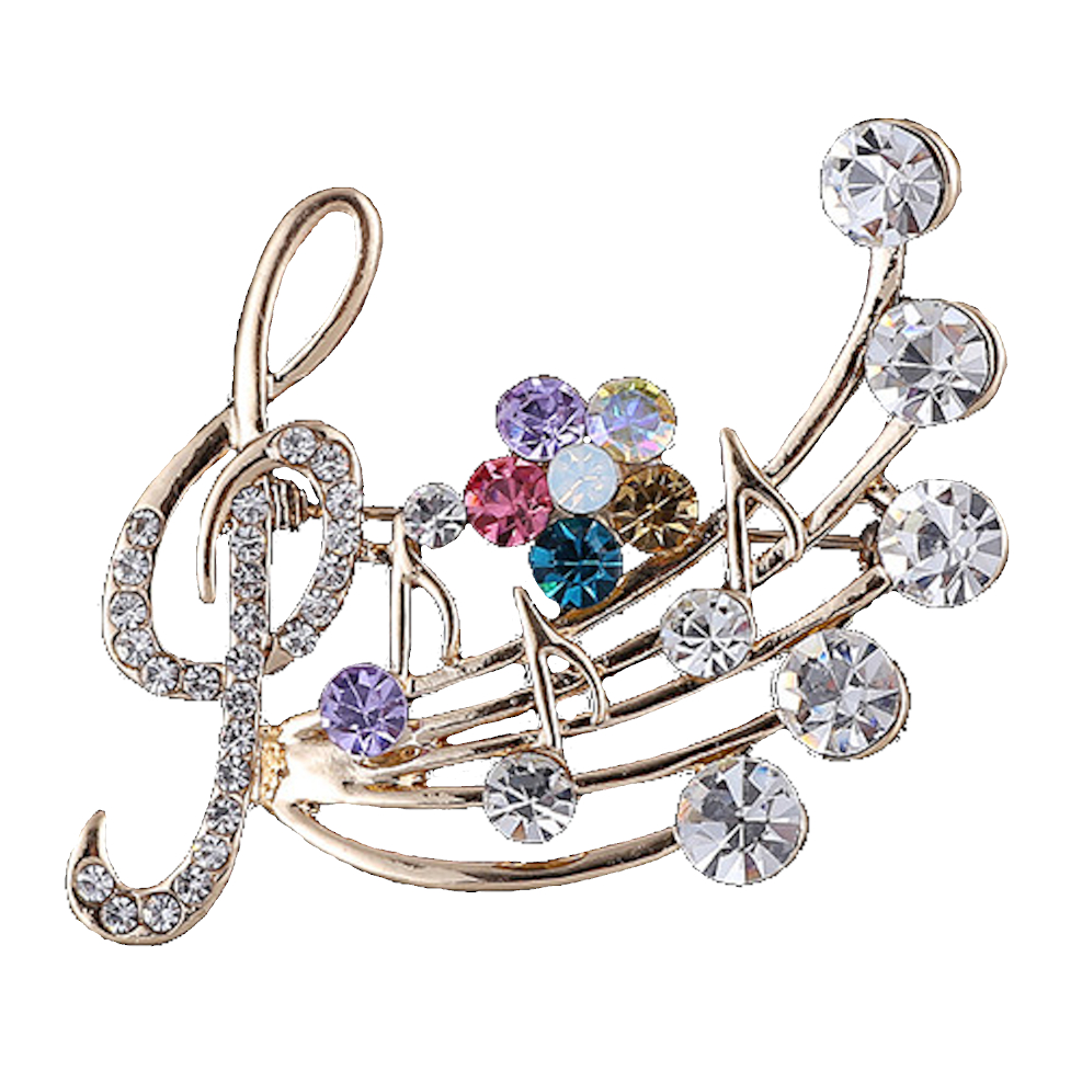 Music Notes Symbol Crystal Brooch Handset Crystal Stones Jewelry-26-MN ...