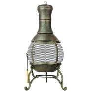 "Esschert Design Outdoor Wood Burning Chiminea, 26"" Black Finish Cast ...