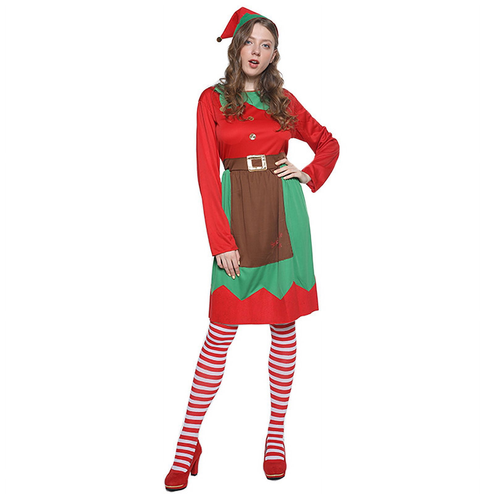 Disfraz de elfo navideño para niña grande, M, disfraz de fiesta de ...