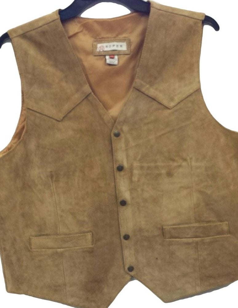 Roper Western Vest Mens Leather Snap Med Brown 02-075-0500-0511 BR ...