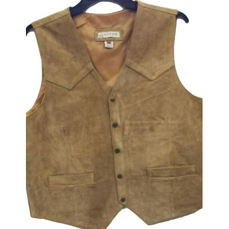 Roper - Roper Western Vest Mens Leather Snap Med Brown 02-075-0500-0511 ...