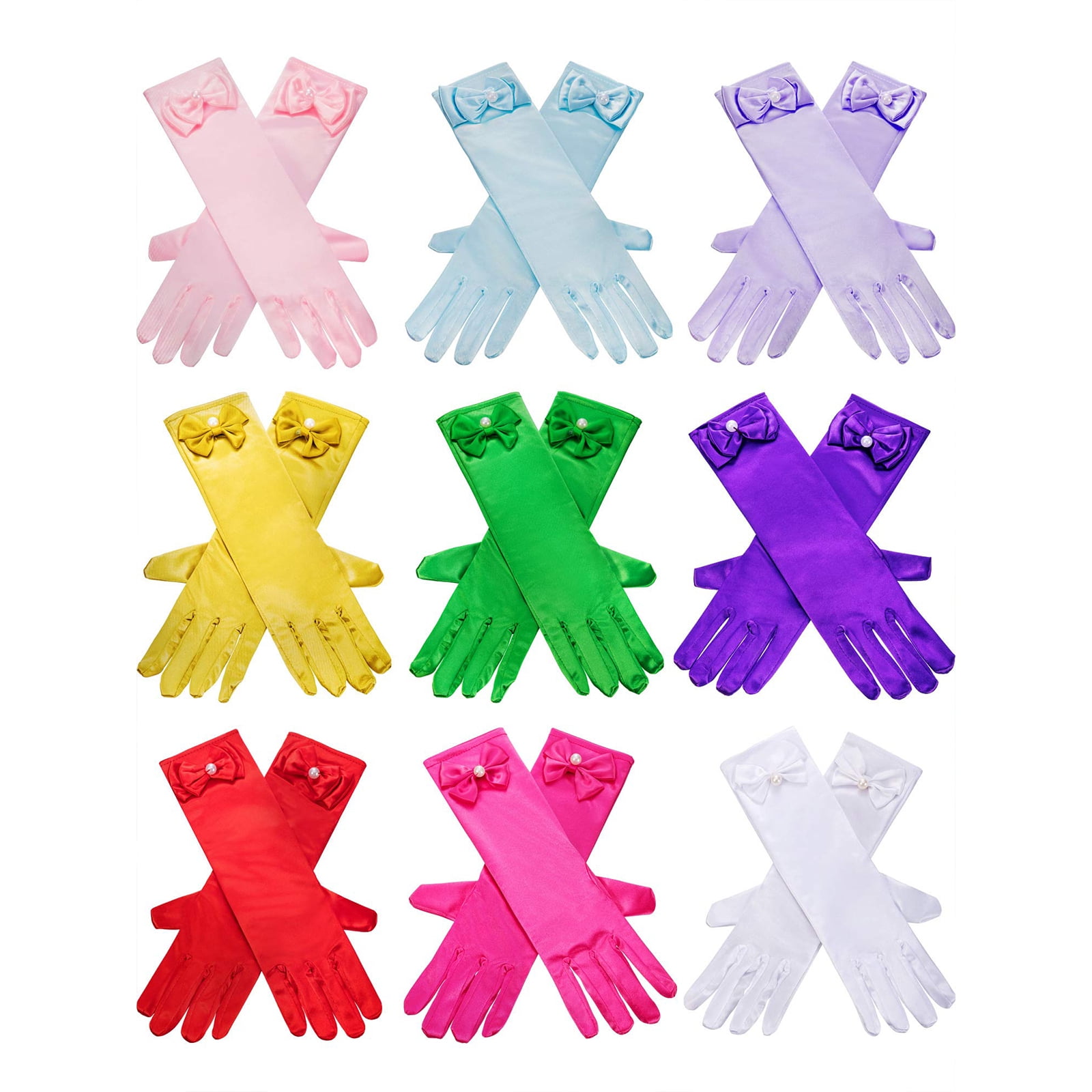 Click here for Flyflise 9 Pairs Girls Satin Gloves Bowknot Gloves... prices