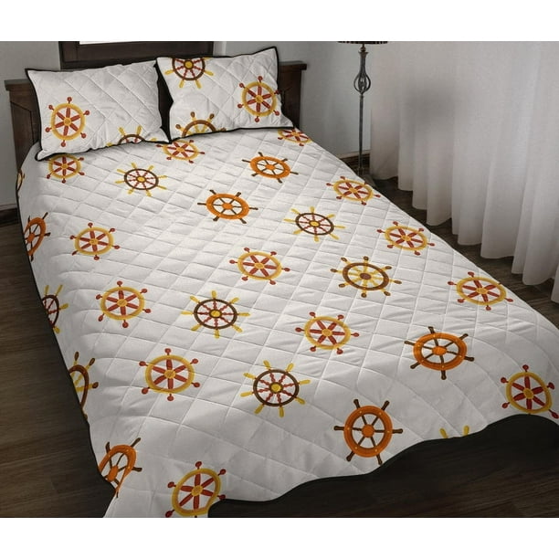 Náutica Timón Timón de madera Patrón Edredón Juego de Cama | Bodega ...