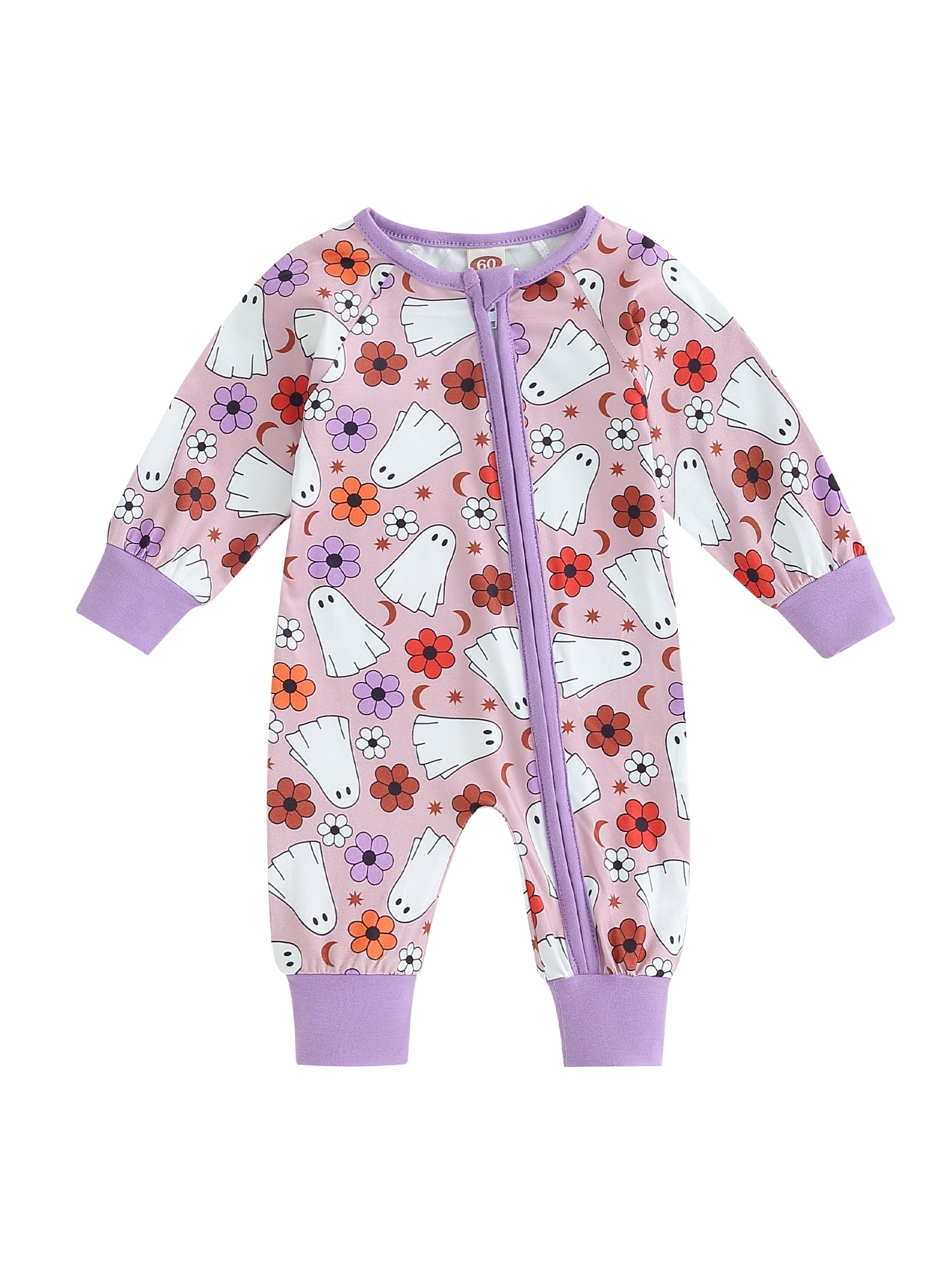 allshope Baby Girls Halloween Romper Long Sleeve Cartoon Print Full Zip ...