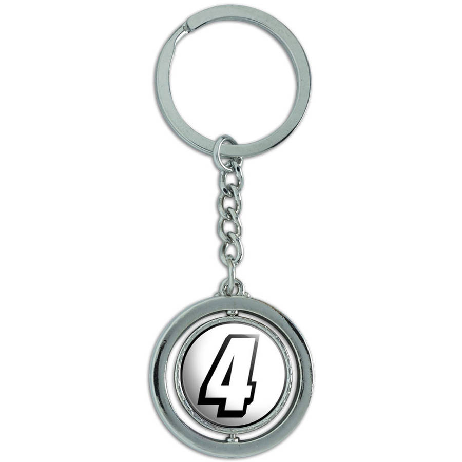 4 Number Four Spinning Round Metal Key Chain Keychain Ring - Walmart.com