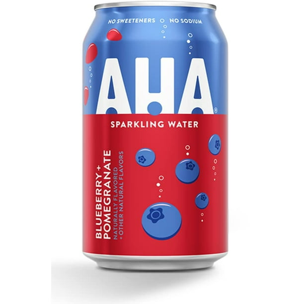 AHA Sparkling Water Beverage | Blueberry + Pomegranate Flavor| No Sweeteners | No Calories ...