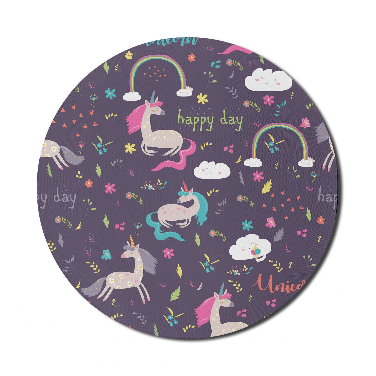 Colorful Mouse Pad for Computers, Pastel Rainbow with Unicorns Dream ...