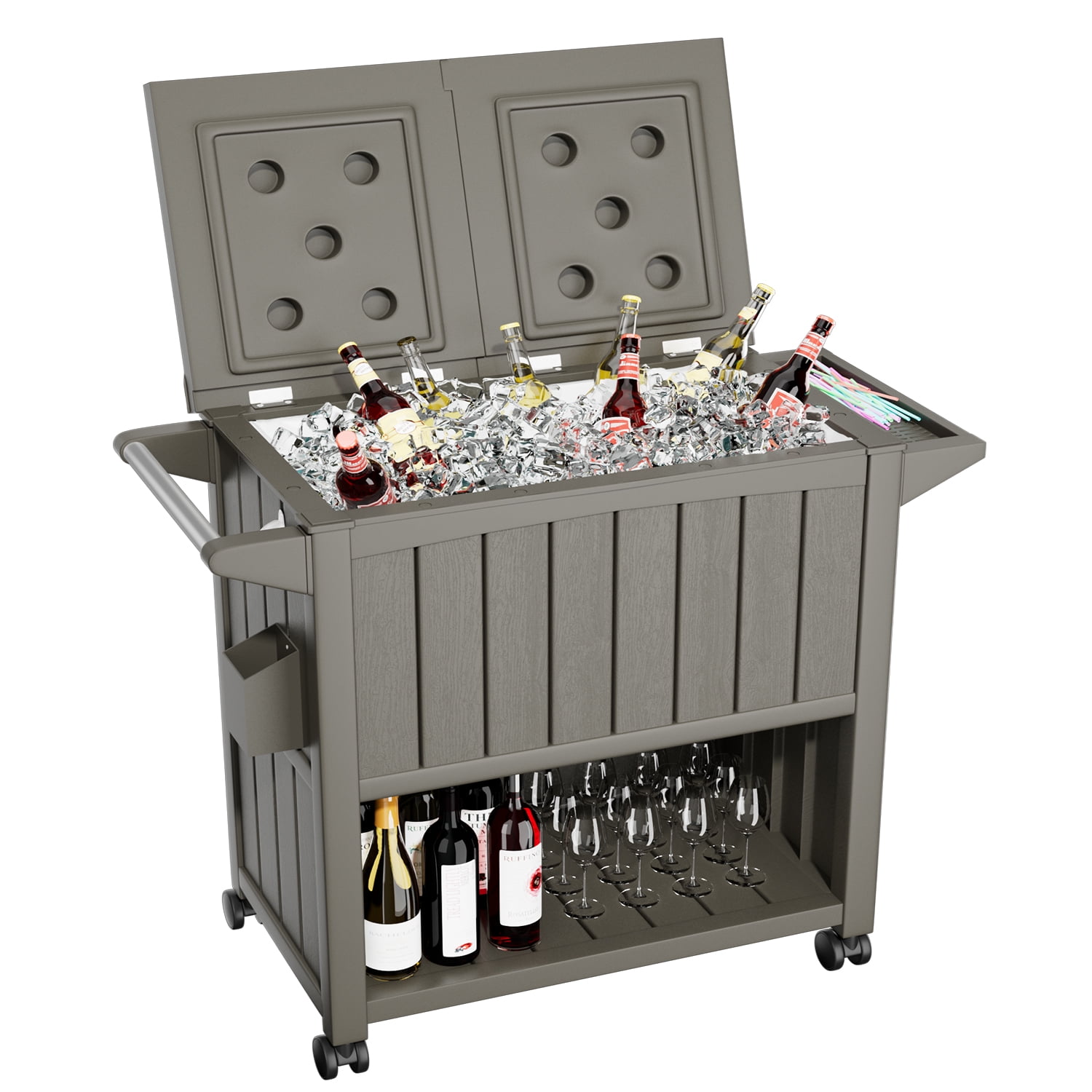 Lacoo 80 QT Rolling Cooler Ice Chest on Wheels Outdoor Stand Up Drink ...