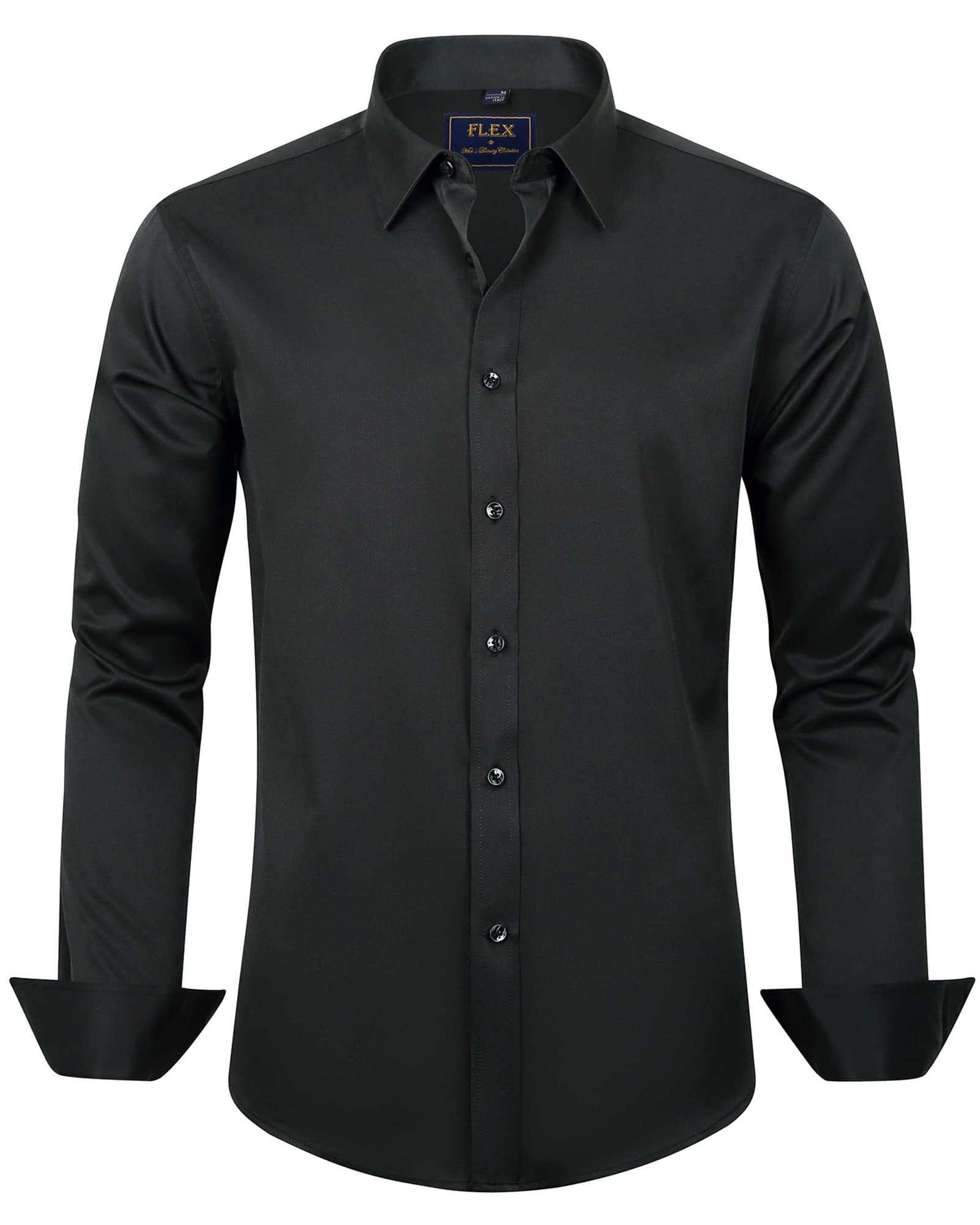 Alimens & Gentle Mens Solid Long Sleeve Dress Shirts Stretch Cotton ...