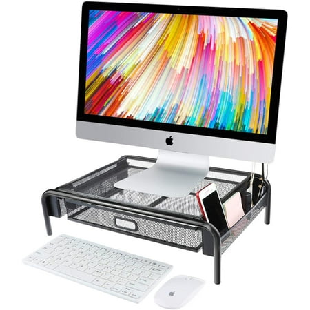 Monitor Stand Riser, Mesh Metal Printer Stand Holder with Pull Out ...