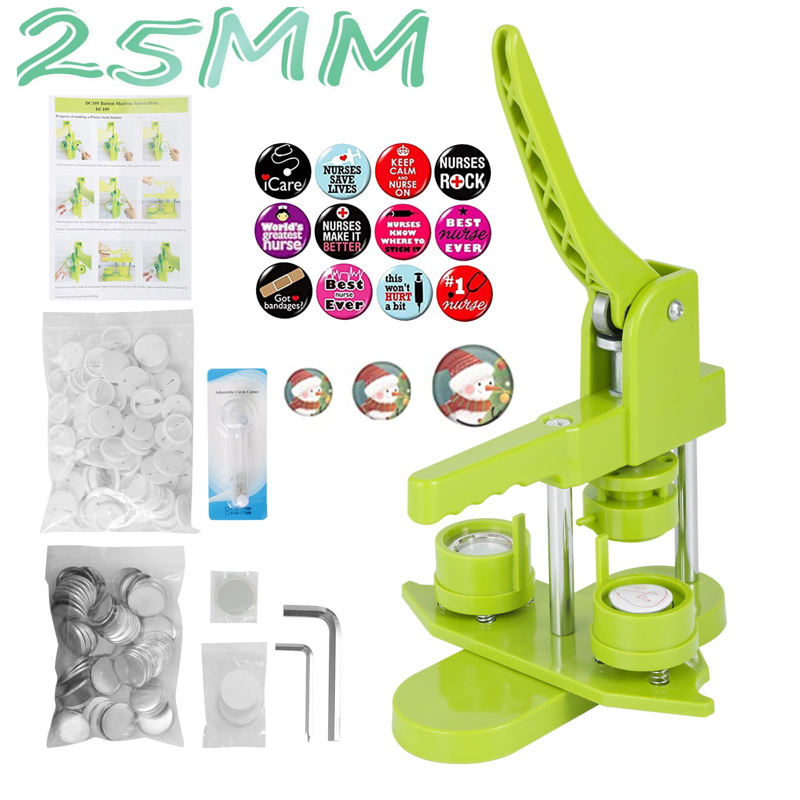 Viferr DIY Pin Button Maker Machine Badge Punch Press with 100Pcs ...