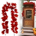 Autumn Artificial Maple Leaf Garland For Home Wall, Faux Fall Rattan ...