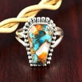 Coffin Turquoise Rings, Oyster Copper Turquoise Ring, 925 Solid Silver ...