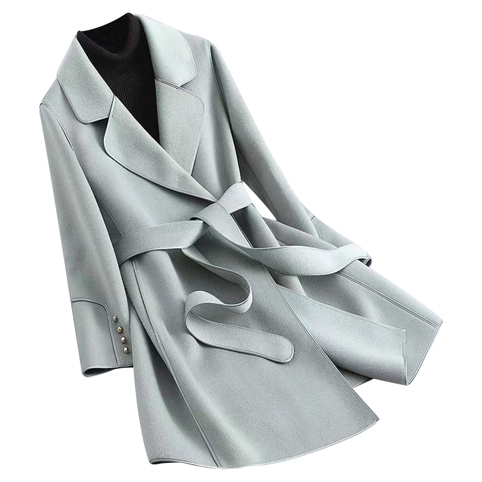 Click here for Pisexur Womens Single-Breasted Trench Coat Wool Co... prices