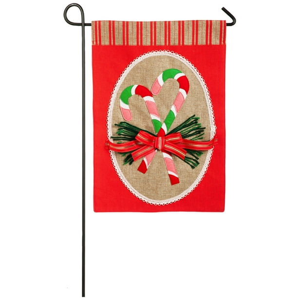 Evergreen Candy Cane Bouquet Burlap Garden Flag, 12.5 x 18 inches ...