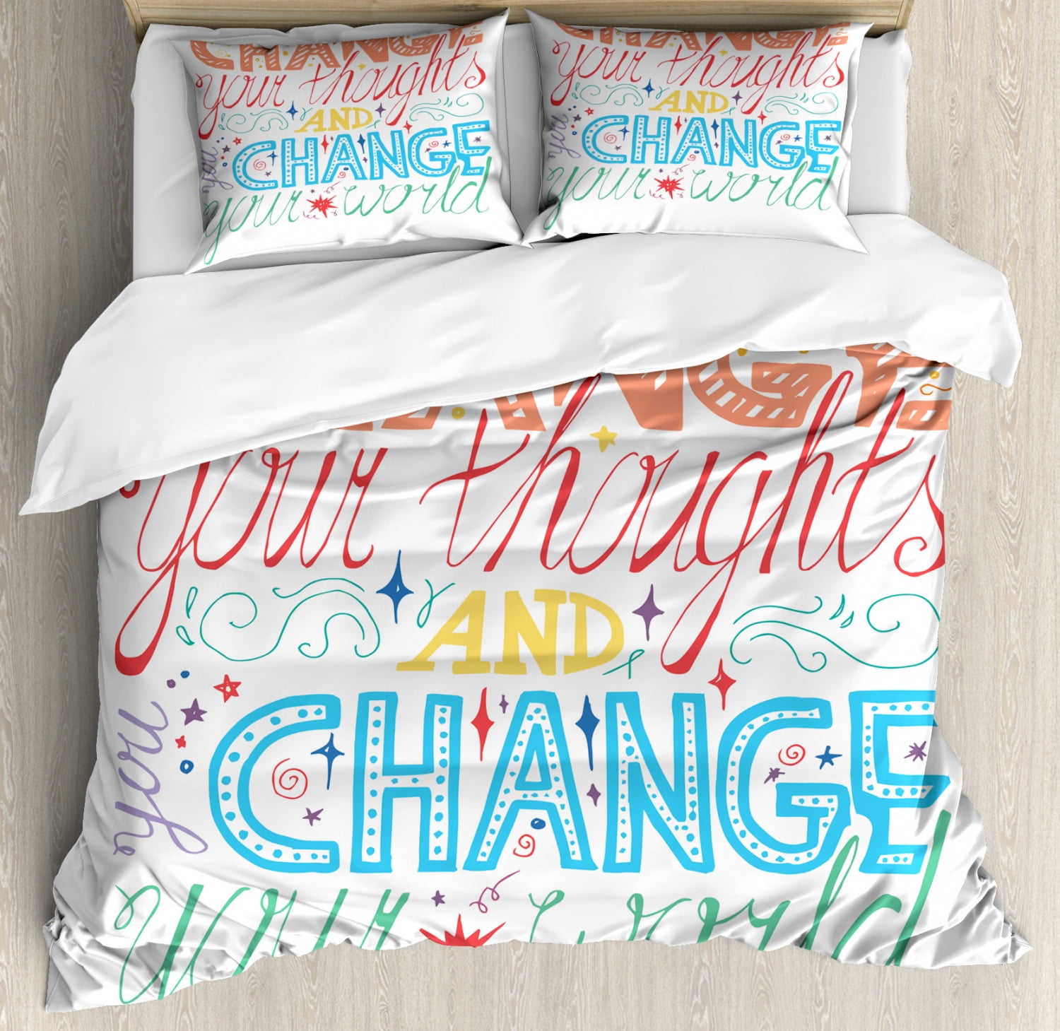 Quote Duvet Cover Set Queen Size, Encouraging Inspirational Quote for ...
