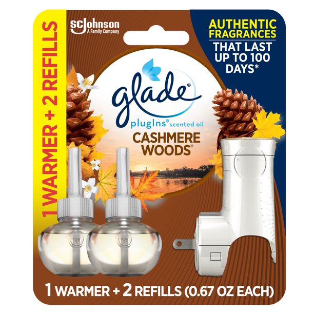 Glade PlugIns Scented Oil Warmer + 2 Refills, Air Freshener, Cashmere ...