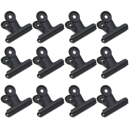 12 Pack Binder Clips 2 Inch Large Black Metal Paper Clips Hinge le ...