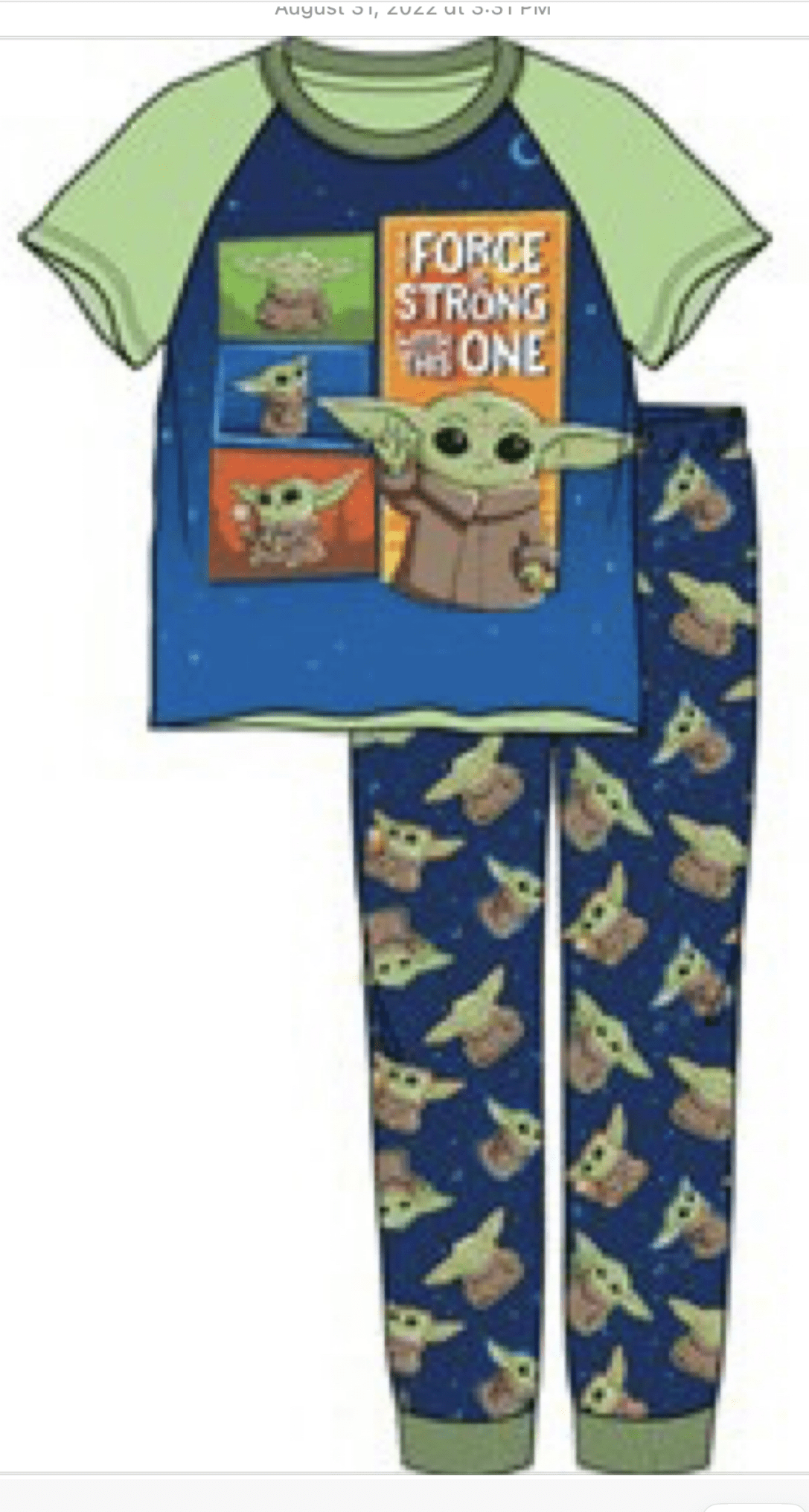 Star Wars Baby Yoda Boys Pajamas Short Sleeve Sleepwear 2 Piece Set ...