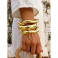 3pcs/Set Boho Fashion Exaggerated Vintage Twisted Wave Wide Bangle ...