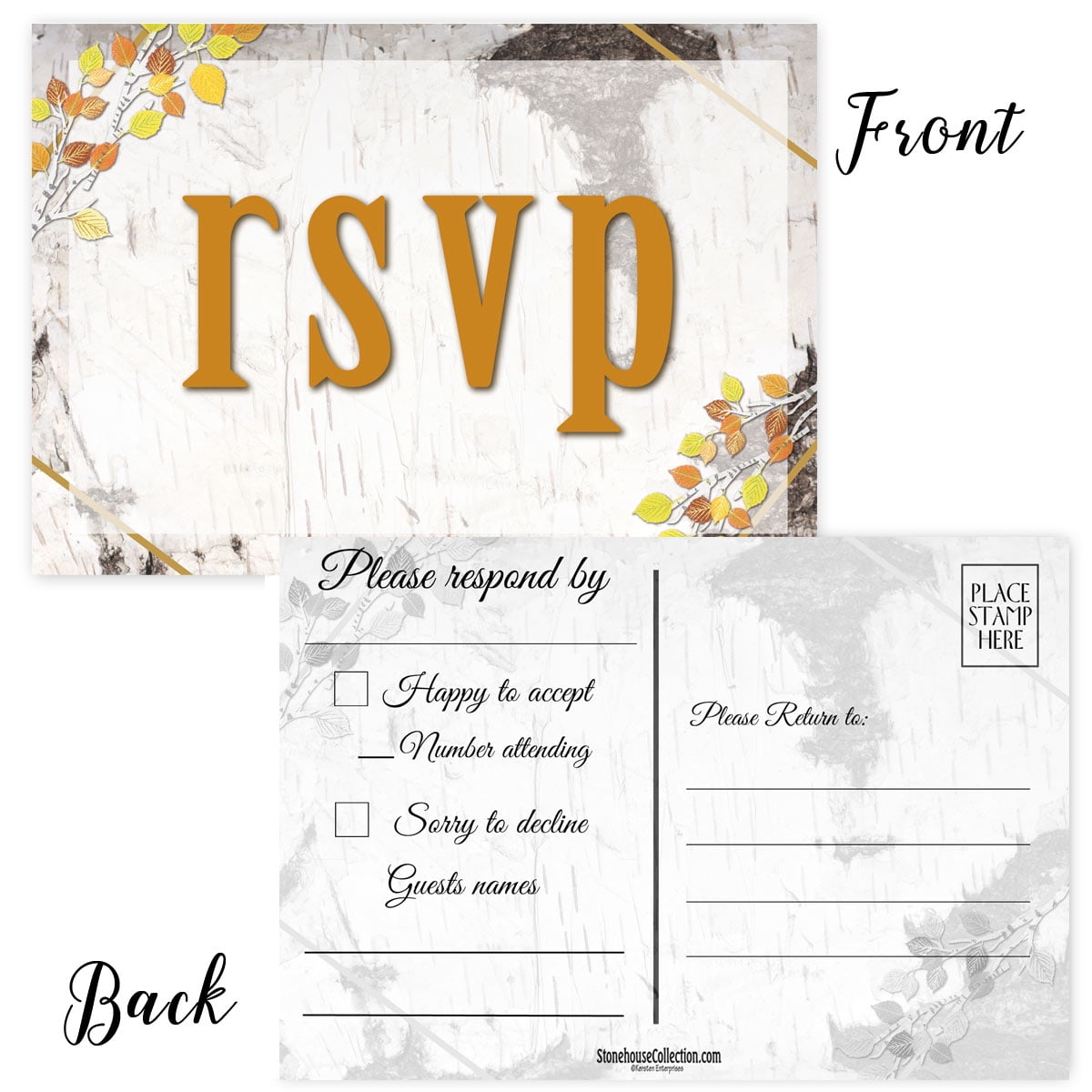 RSVP Response Cards for Events – 4×6 inches, 50 Postcards – B17077 ...