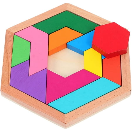 HTCM 1 Set Wooden Pattern Blocks Jigsaw Puzzle Brain Teasers Toy ...