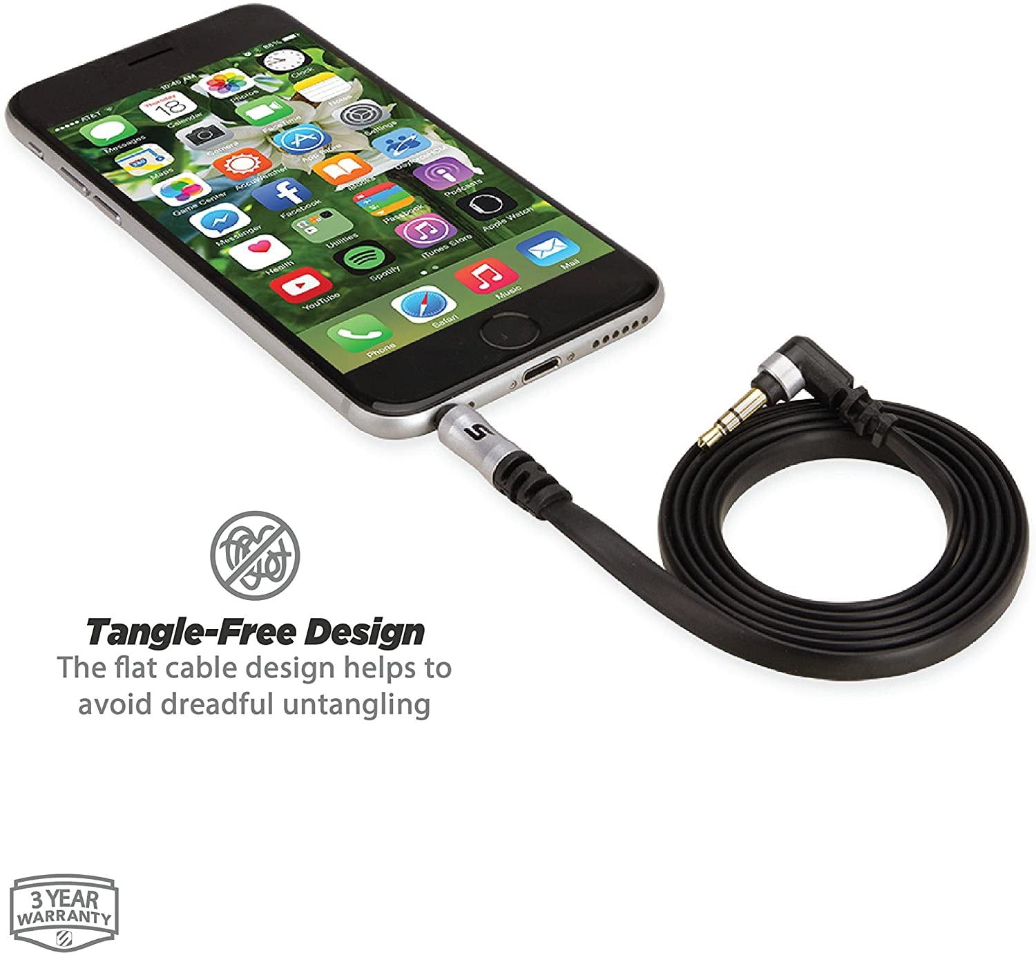 Buy Scosche Aux 3 Feet Flatout 3.5MM Flat Auxiliary Audio Cable With 90 ...