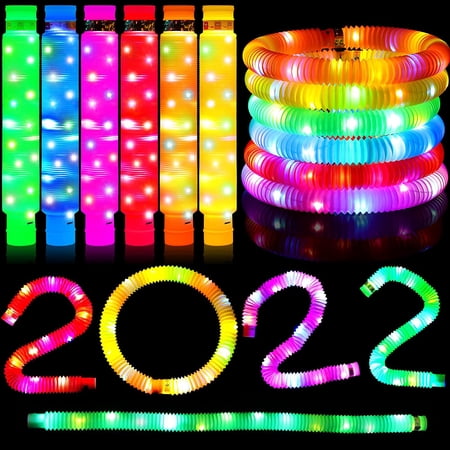 36 Packs Light up Fidget Tubes Large Glow Sticks LED Tube Toys Light up ...