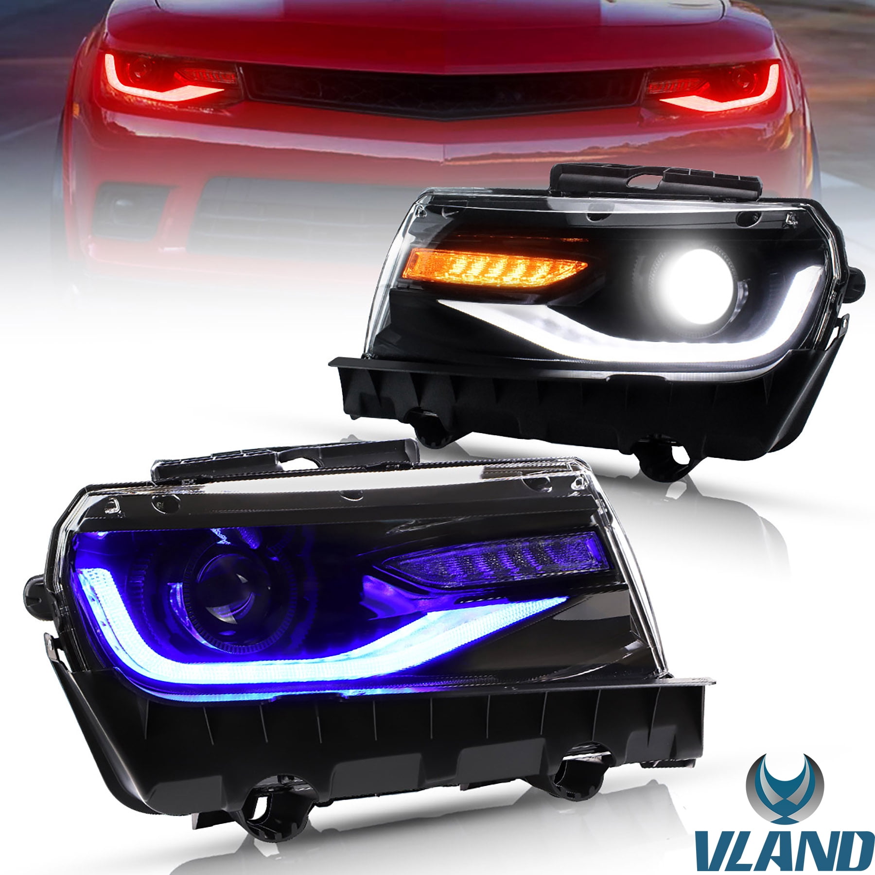 Vland RGB Dual Beam Headlights For Chevrolet Chevy Camaro 2014 2015 ...