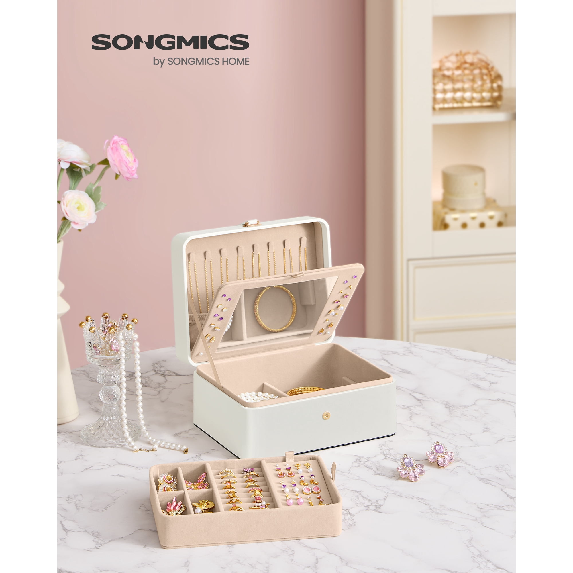 Click here for Songmics Jewelry Box Organizer With Mirror  2-Laye... prices