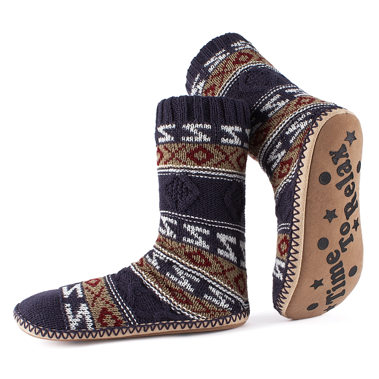 Men's Slipper Socks Fleece Lined Non-slip Soles,Winter Soft Thick Cozy ...