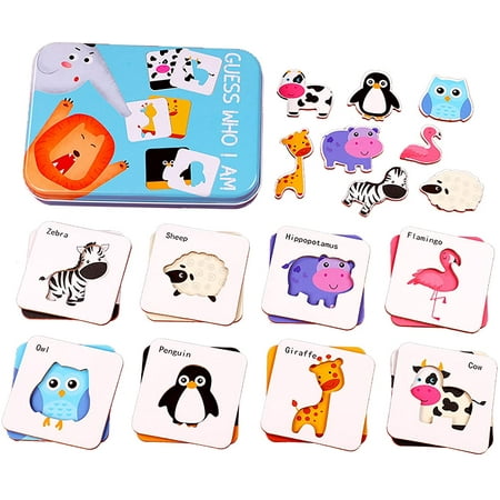 Animal Flash Cards, Sight Words Animal Matching Puzzle Game for 2 3 4 ...