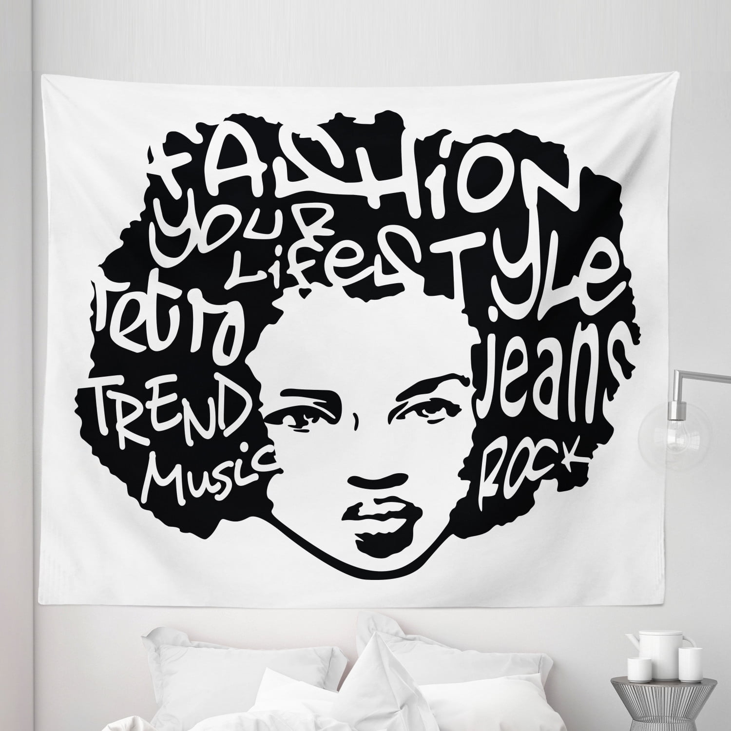 Urban Graffiti Tapestry, Fat Cap Style Typographic Words on a Afro ...