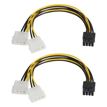 Uxcell 4 Pin to 6 Pin Male PCI Express Cable PCIE Graphics Card Power ...