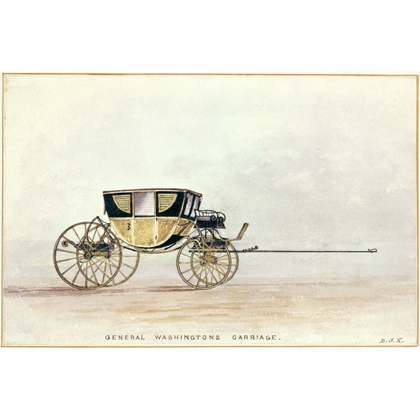 Horse-Drawn Carriage. /Ngeorge Washington'S Carriage. Drawing By D.J ...